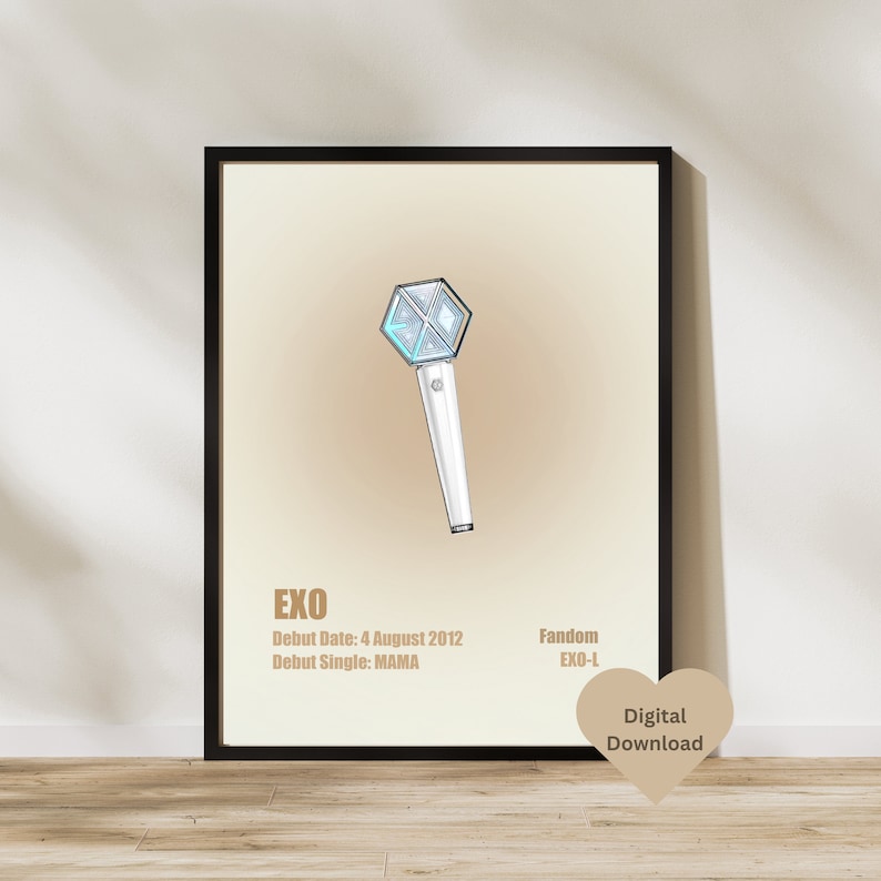 EXO Minimalistic Lightstick Digital Poster (KPOP), Aesthetic EXO Poster ...