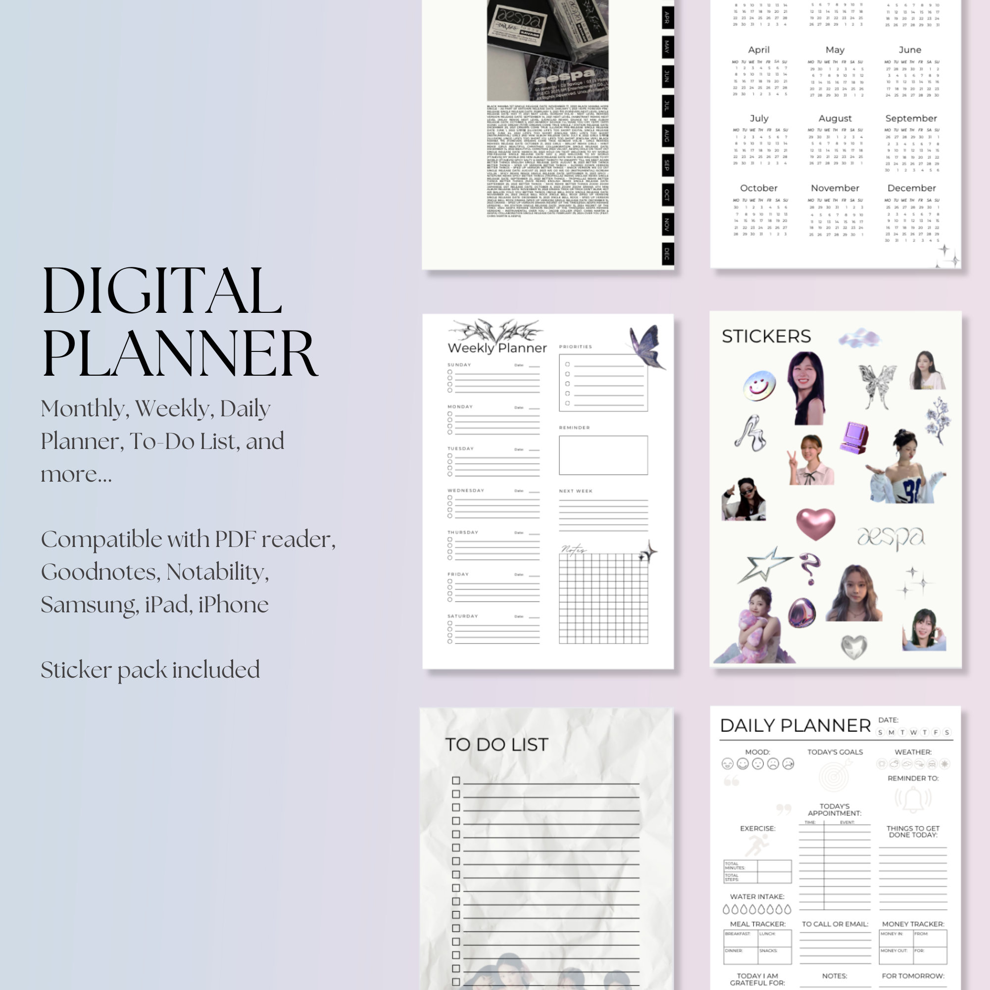 Aespa Planner 2024, Digital Planner, Aespa Calender, Kpop Planner ...