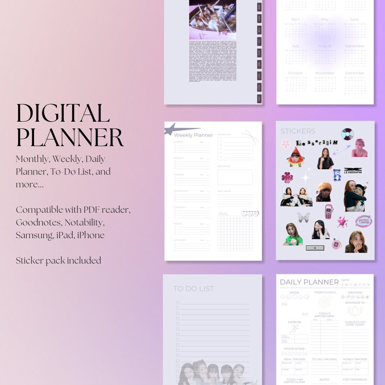 Lesserafim Planner 2024, Digital Planner, Lesserafim Calender, Kpop ...