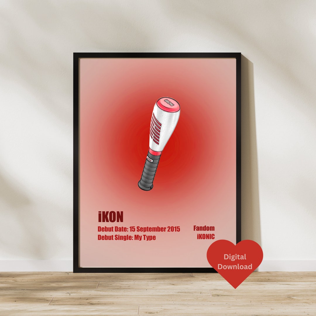 Ikon Minimalistic Lightstick Digital Poster (KPOP), Aesthetic Ikon ...