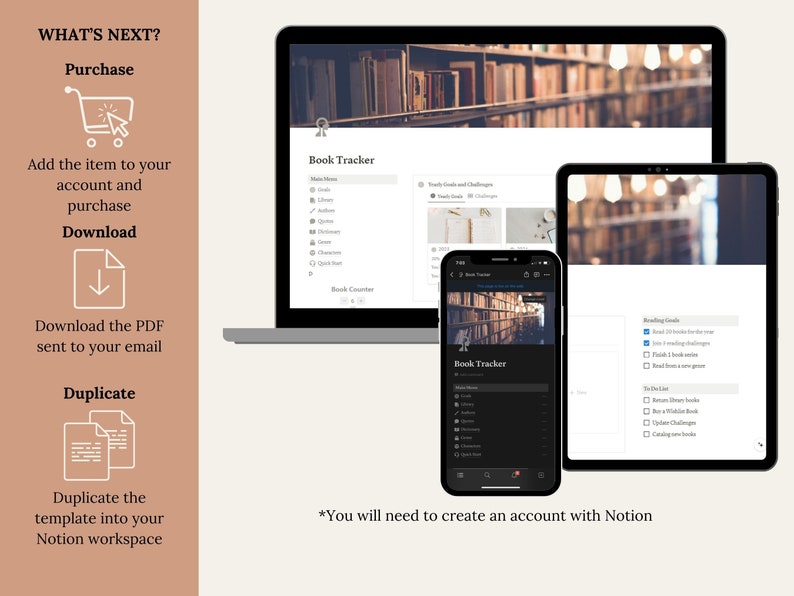Notion Book Tracker, Reading Challenge Tracker Digital, Book Journal ...