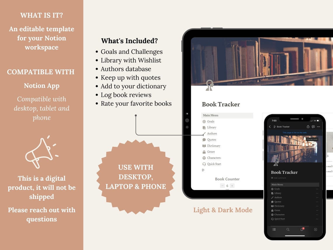 Notion Book Tracker, Reading Challenge Tracker Digital, Book Journal ...