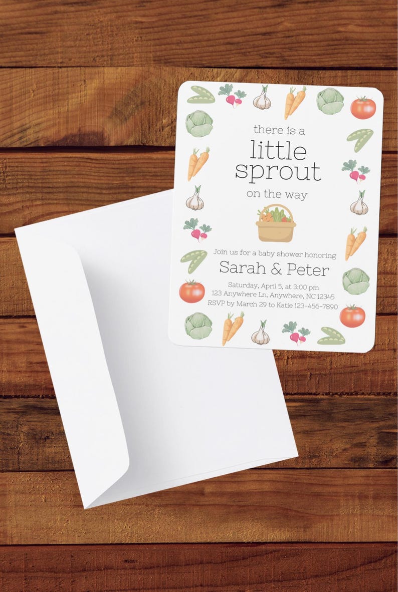 Farmers Market Baby Shower Invitation; Little Sprout Baby Shower; There ...
