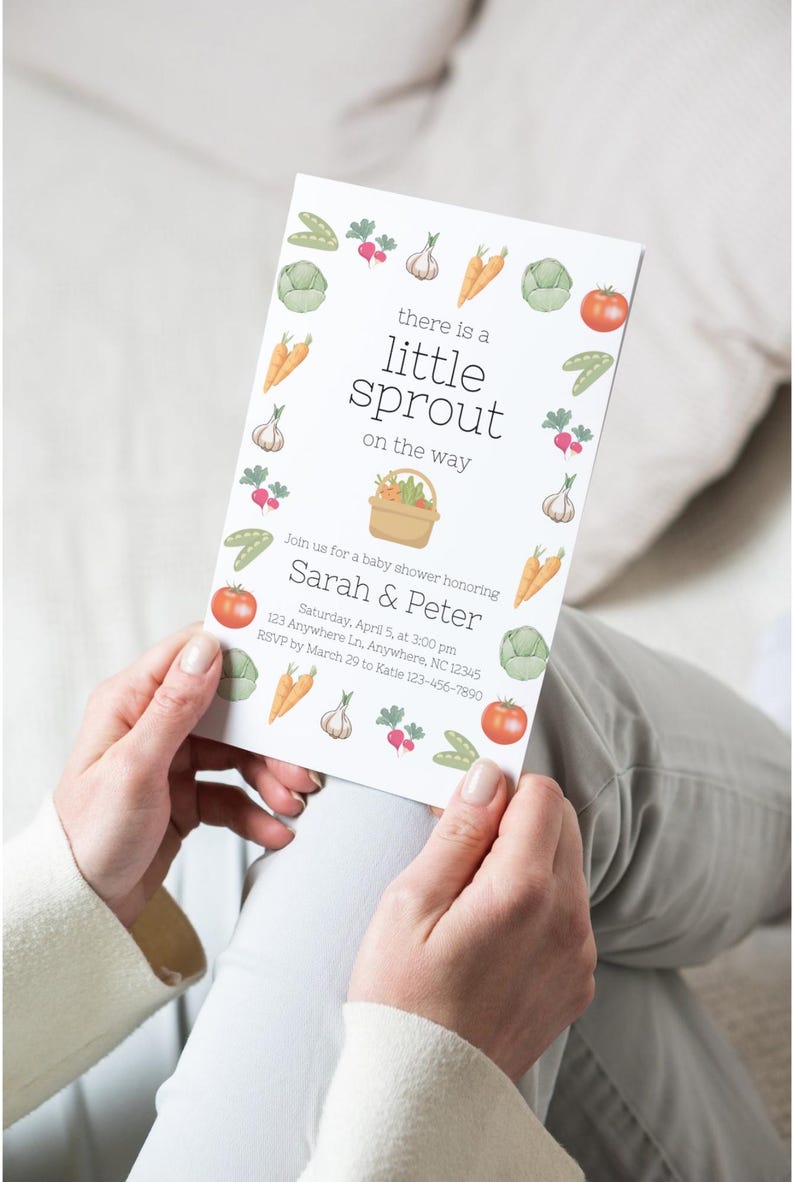 Farmers Market Baby Shower Invitation; Little Sprout Baby Shower; There ...