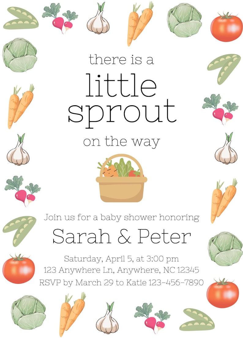 Farmers Market Baby Shower Invitation; Little Sprout Baby Shower; There ...