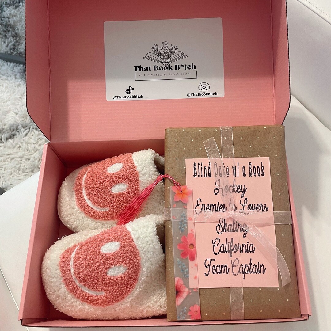 Book & Slippers Box Blind Date With a Book Box, Surprise Book, Mystery ...