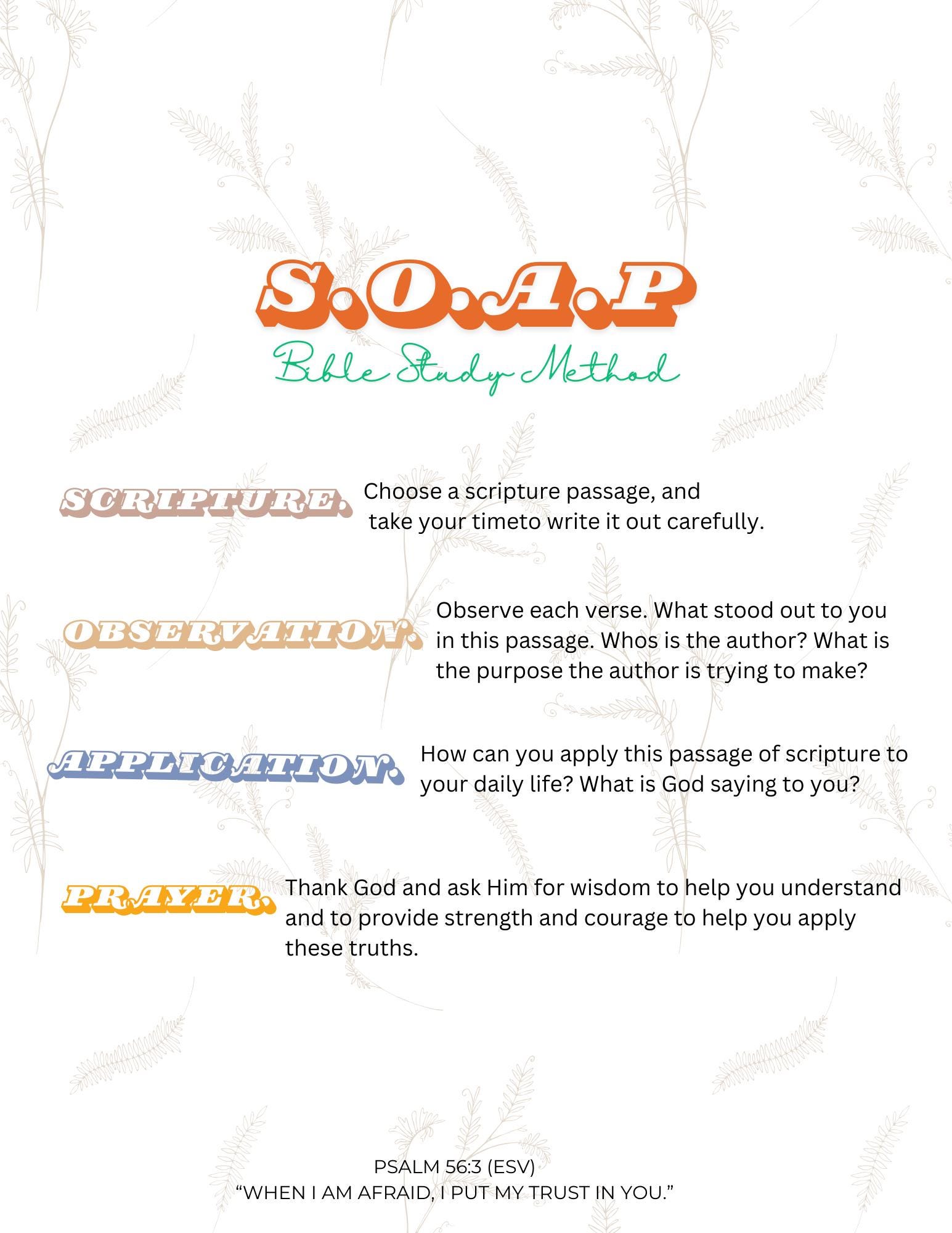 SOAP Bible Study Printable Template | Scripture Reflection & Devotional ...