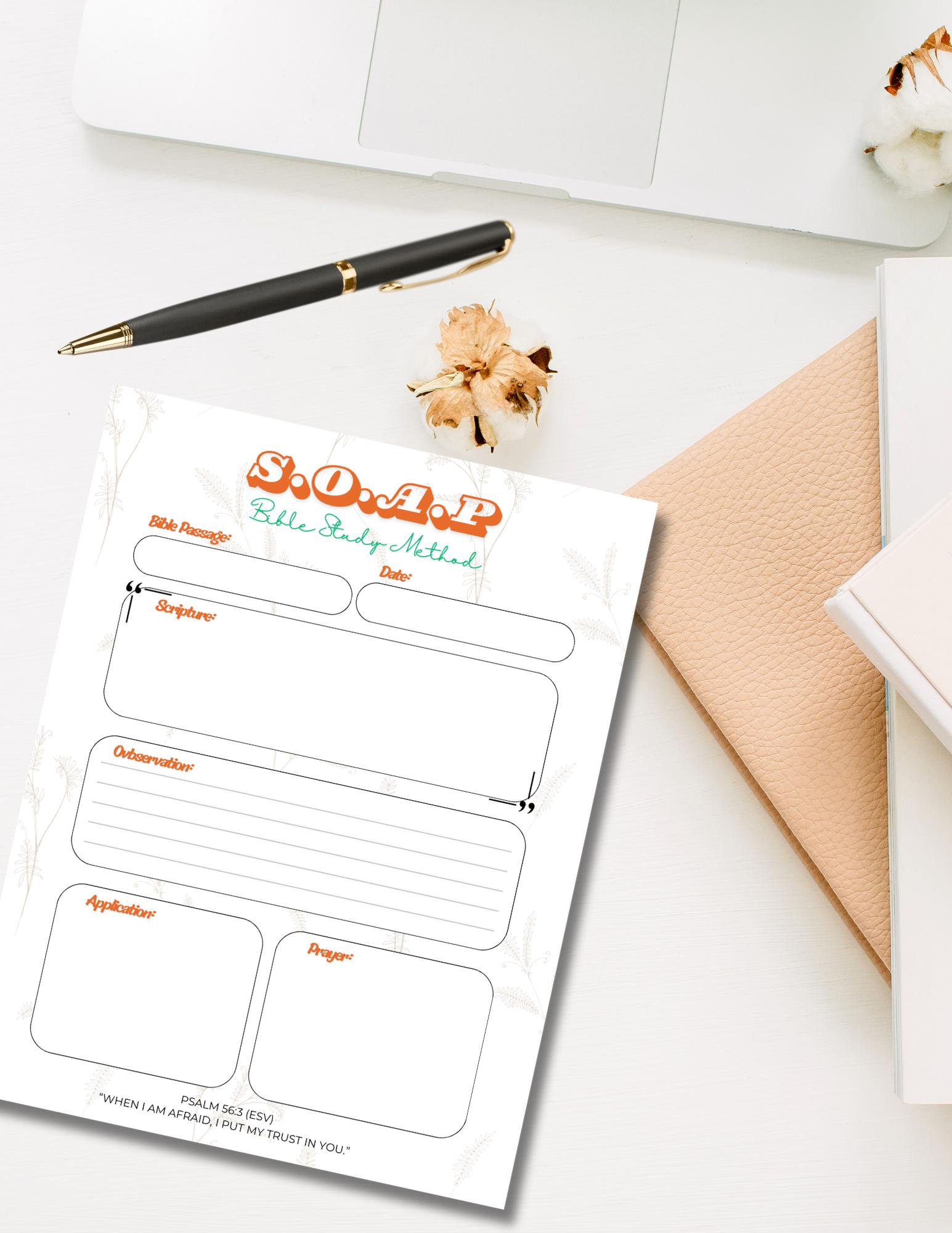 SOAP Bible Study Printable Template Scripture Reflection & Devotional ...