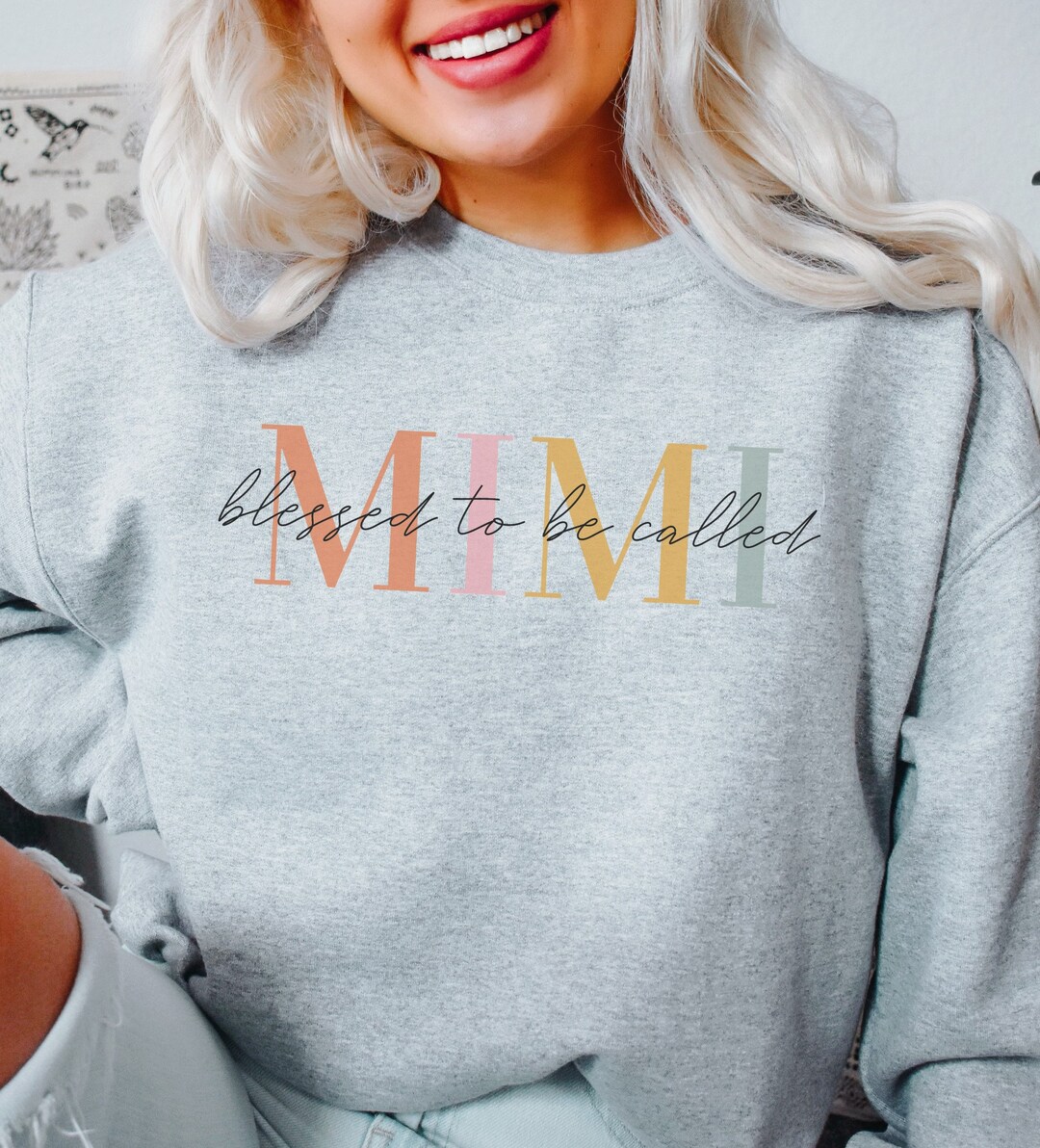 Blessed Mimi Sweatshirt for Grandma Cute Sweatshirt Mimi Mothers Day ...