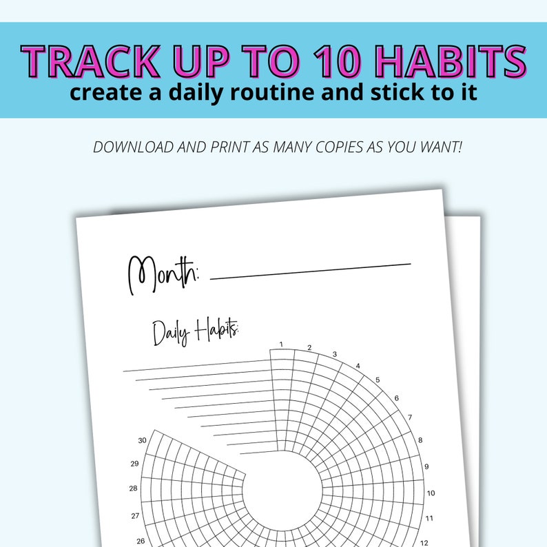 Monthly Habit Tracker Printable Circular Routine Checklist - Etsy
