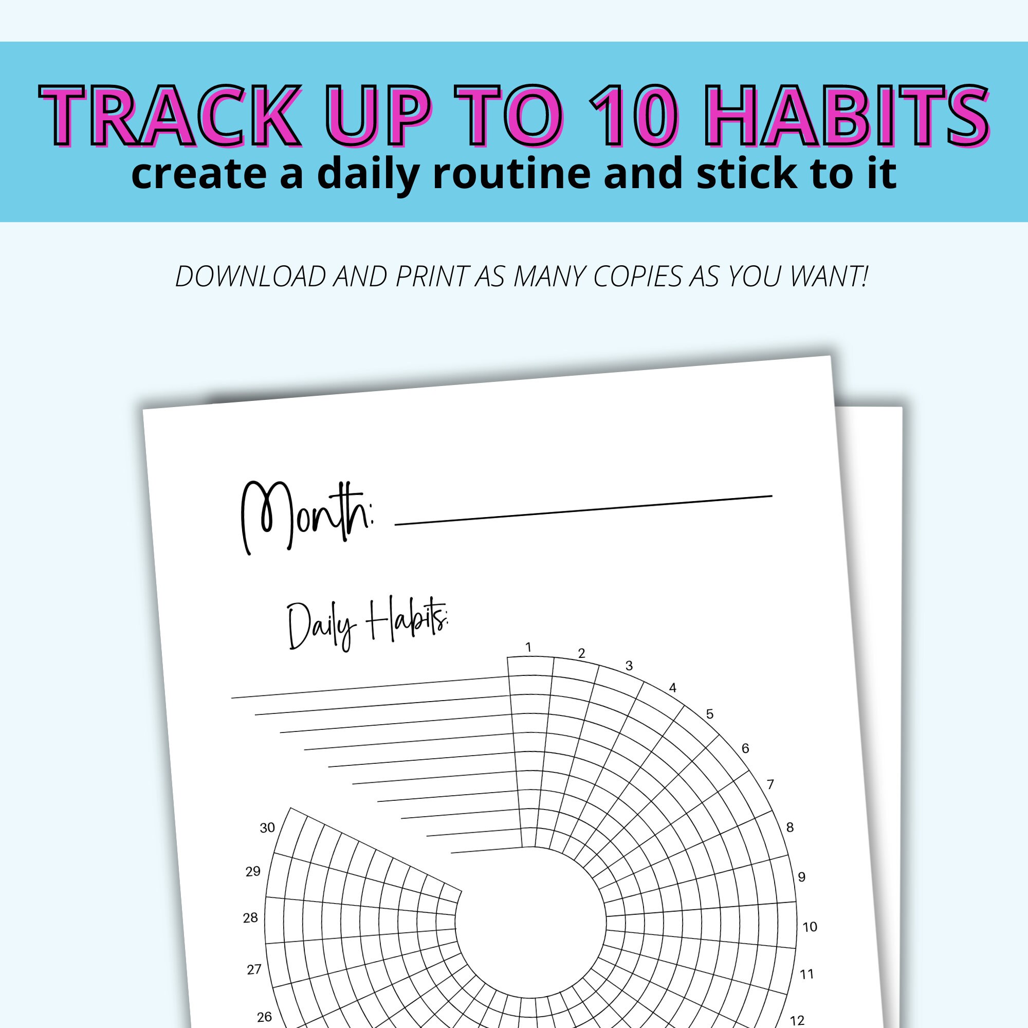 Monthly Habit Tracker Printable Circular, Routine Checklist, Habit ...