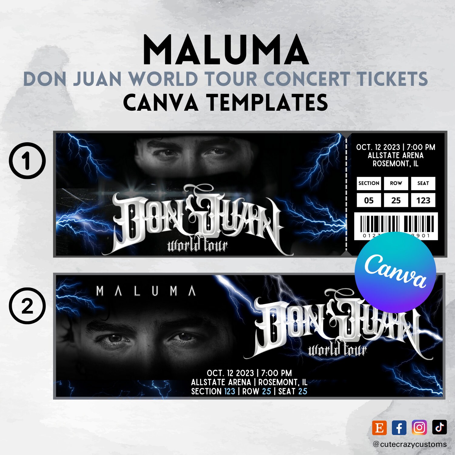 Maluma - Don Juan Concert Ticket Canva Templates! Editable & Printable ...