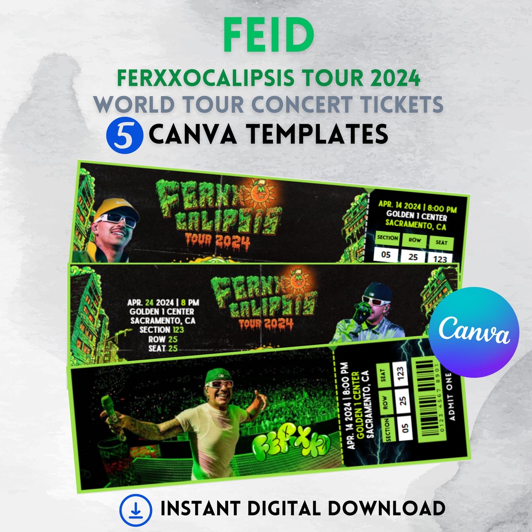 Feid - Ferxxocalipsis Tour 2024 Ticket Canva Templates! Editable ...