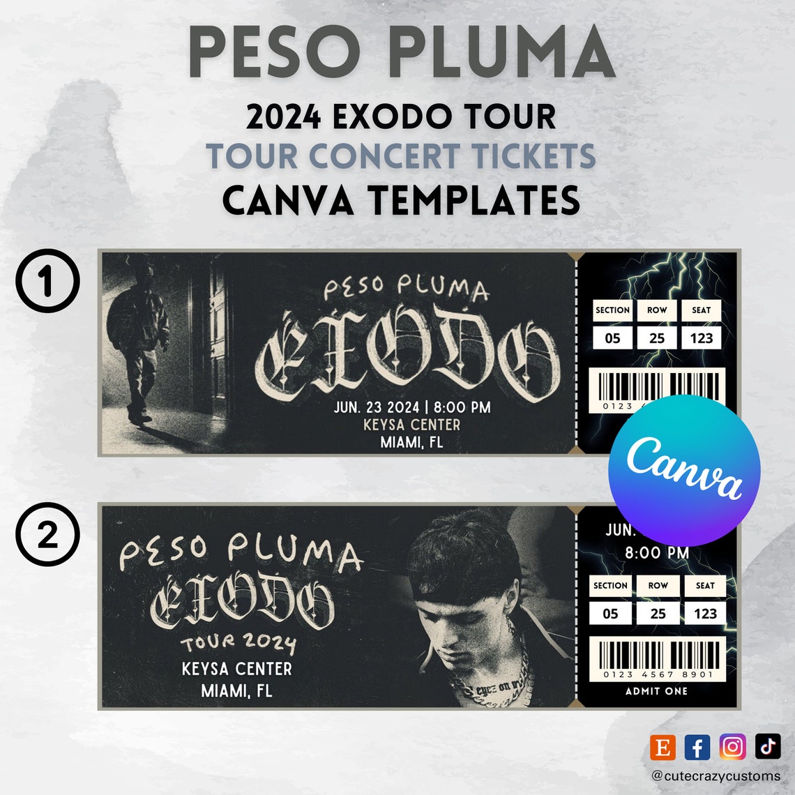 Peso Pluma - Exodo Concert Ticket Canva Templates! Editable & Printable ...