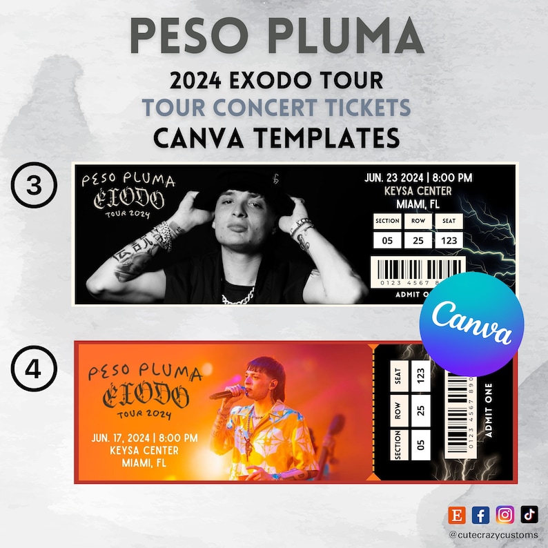 Peso Pluma - Exodo Concert Ticket Canva Templates! Editable & Printable ...