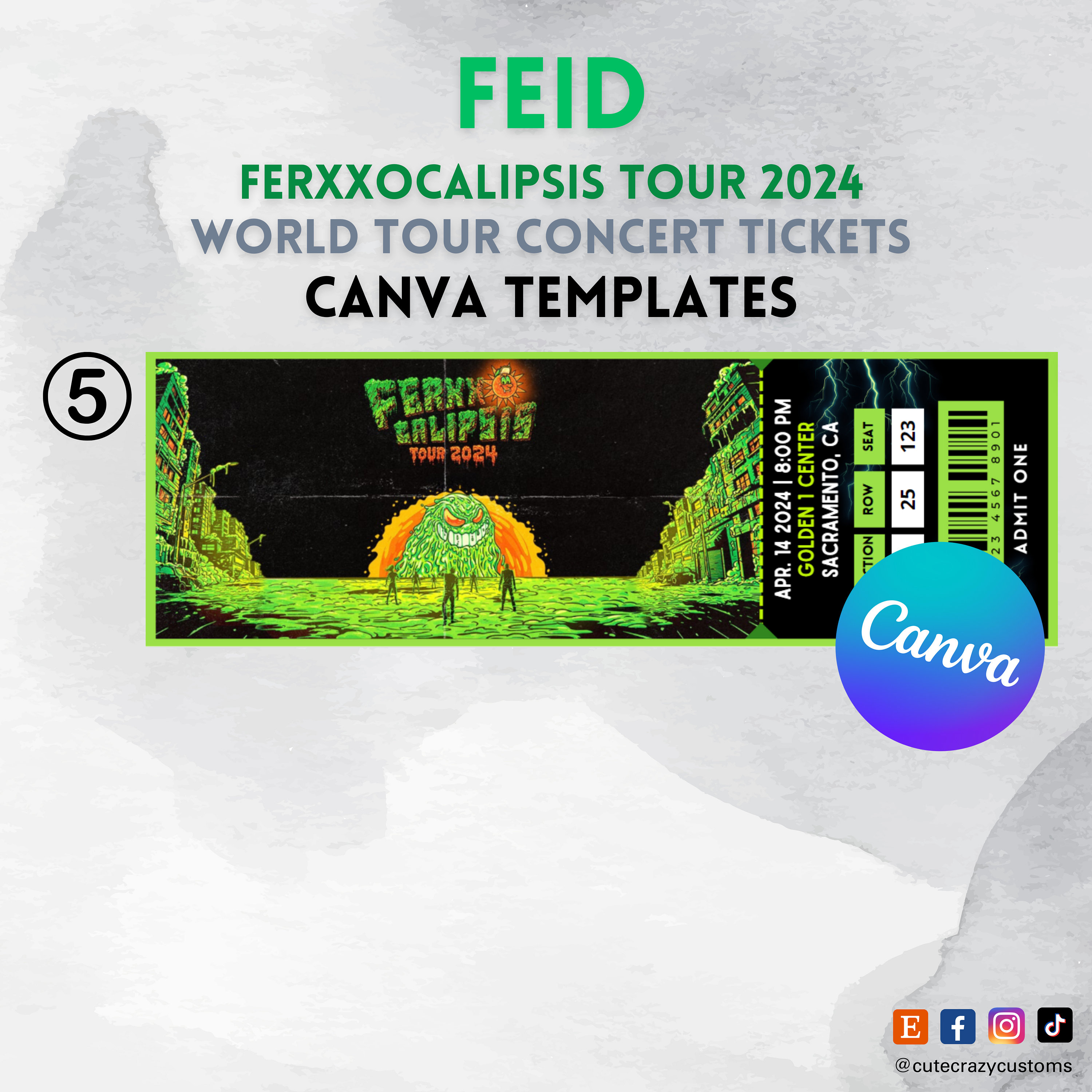Feid - Ferxxocalipsis Tour 2024 Ticket Canva Templates! Editable ...