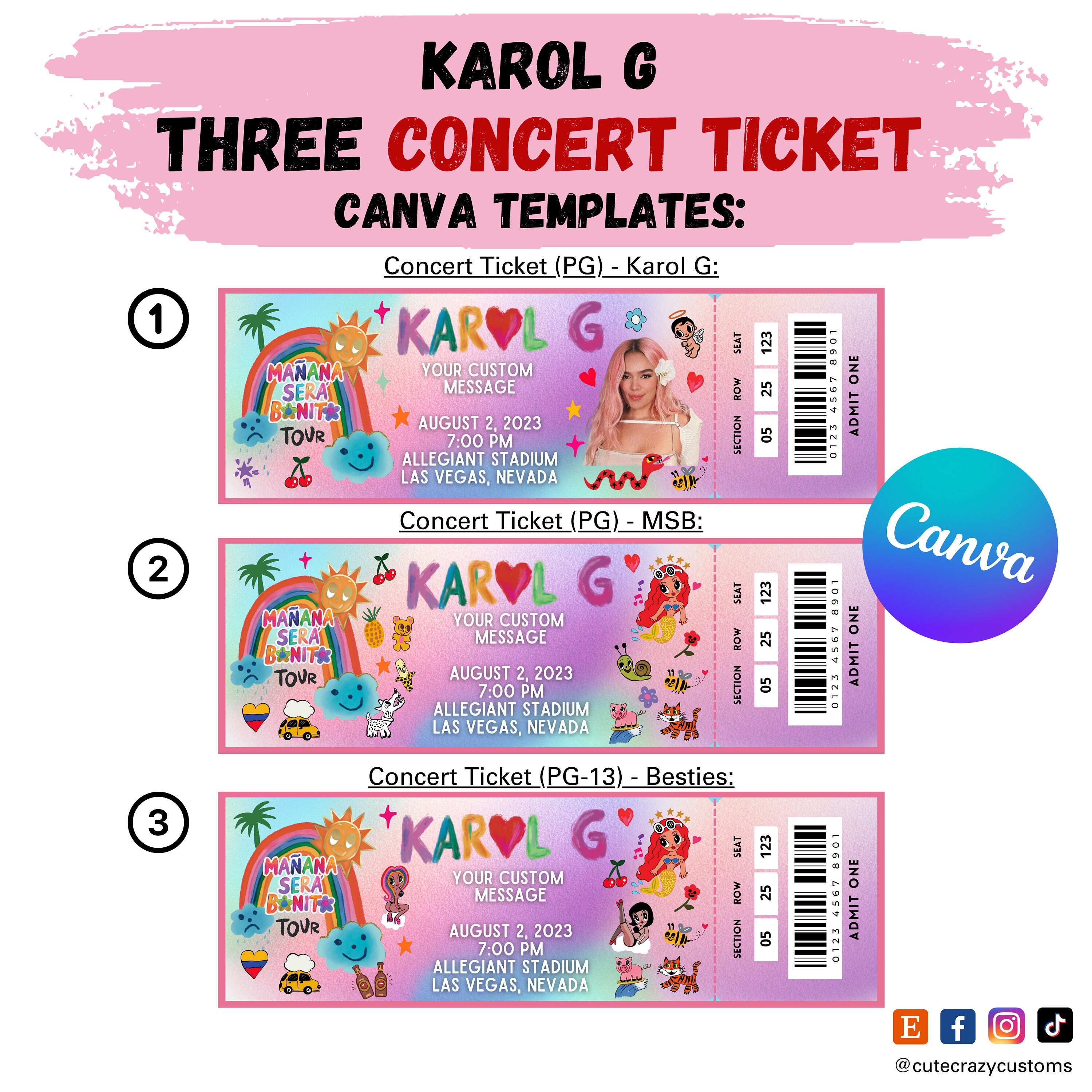 Karol G - Mañana Sera Bonito Concert Ticket Party Invitation Canva ...