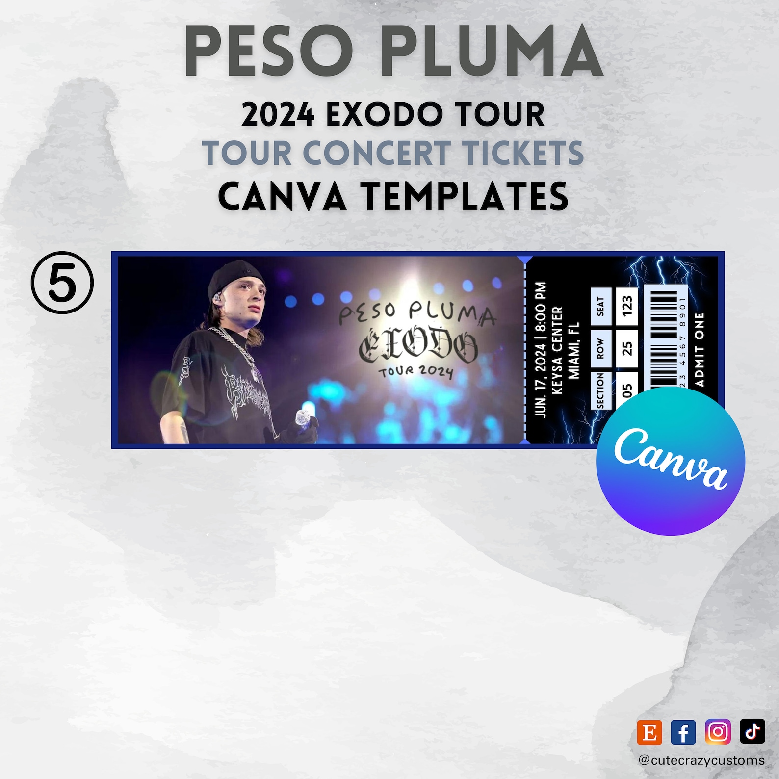 Peso Pluma - Exodo Concert Ticket Canva Templates! Editable & Printable ...