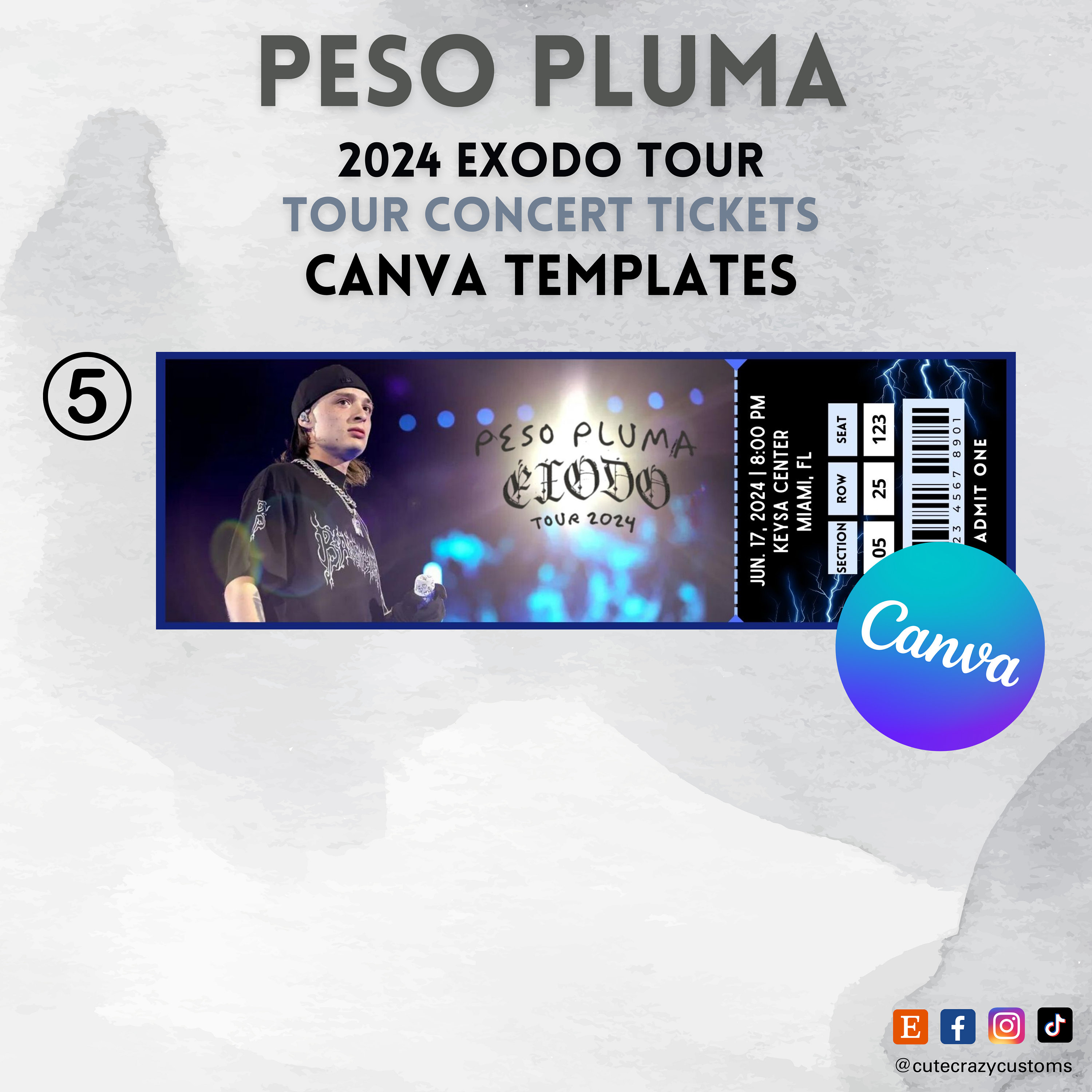 Peso Pluma - Exodo Concert Ticket Canva Templates! Editable & Printable ...