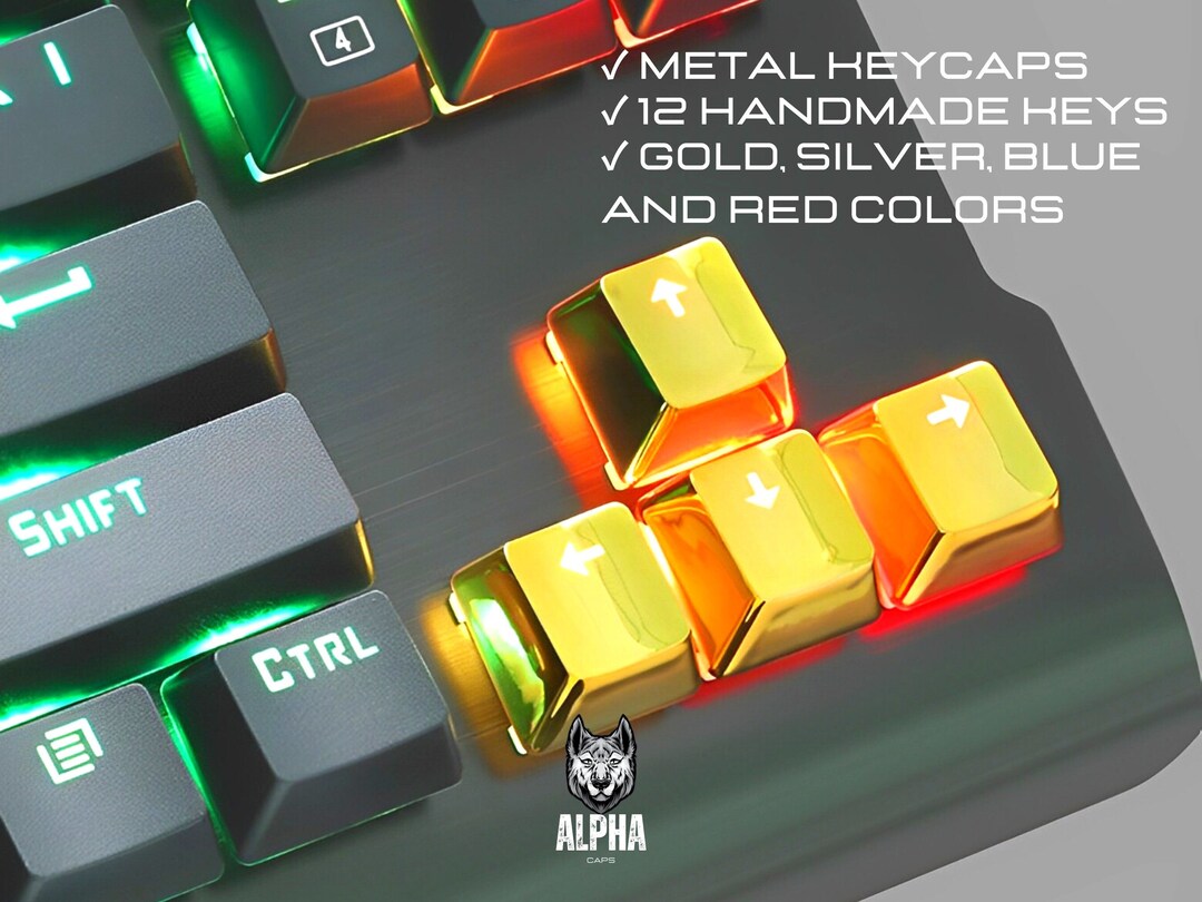 Premium Electroplated Metal Keycap Set 12 Keys Gold - Etsy