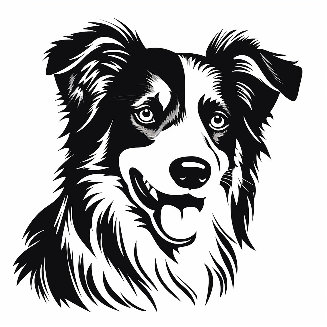 Australian Shepherd Solid Black Line Stencil Printable Dog - Etsy