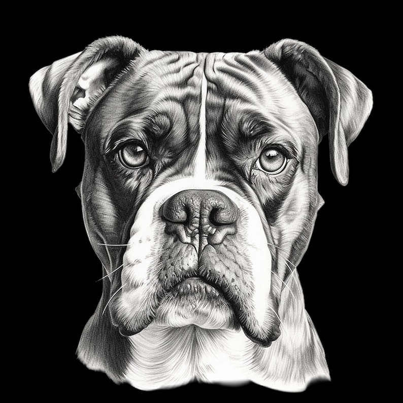 Boxer Dog Portrait Clipart: Printable Pet Stencil (PNG & JPEG) - Etsy