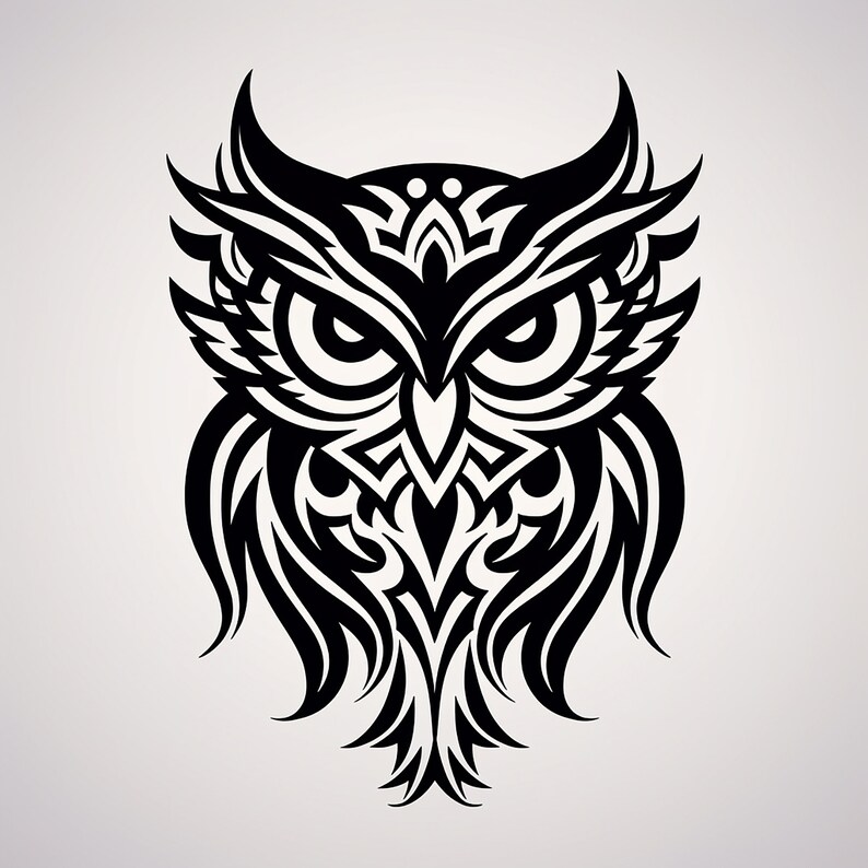 Abstract Black Line Owl Design, Printaable Geometric Decal for Sticker ...