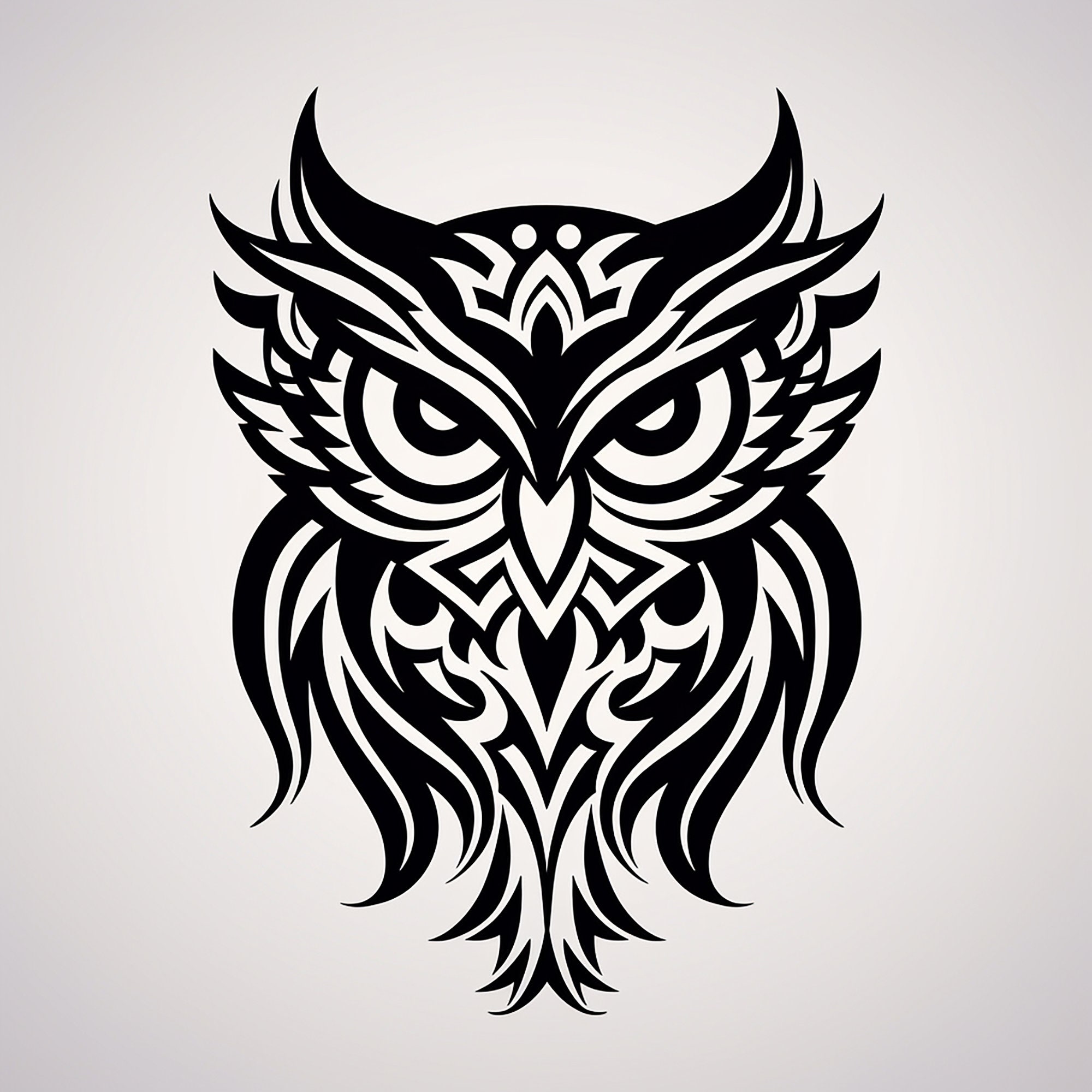 Abstract Black Line Owl Design, Geometric Printable Stencil, Outline ...