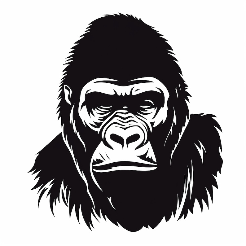 Gorilla Simple Black Line Clip Art Printable Wildlife Animal - Etsy