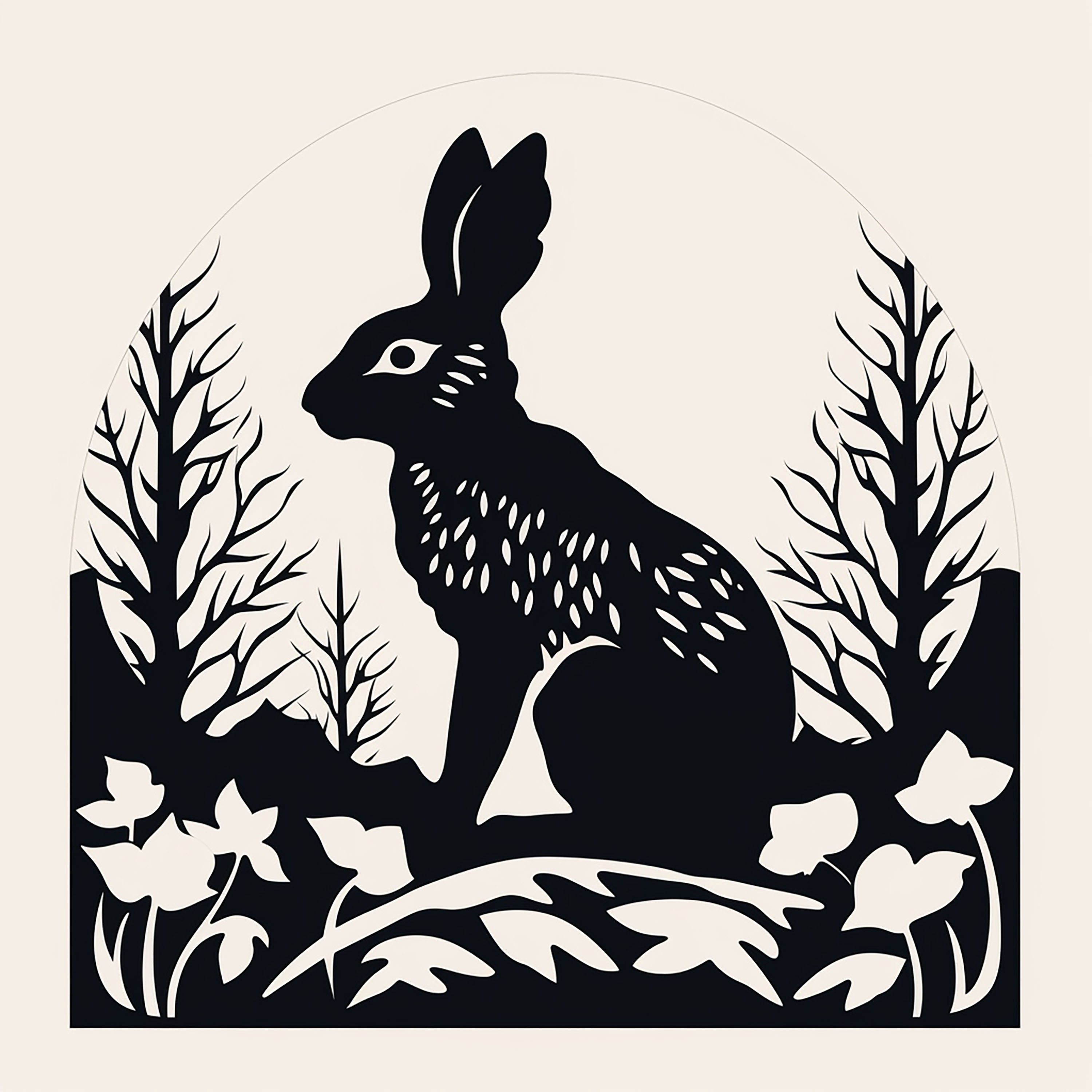 Hare Stencil, Printable Rabbit Clip Art for Wildlife Animal Sticker ...