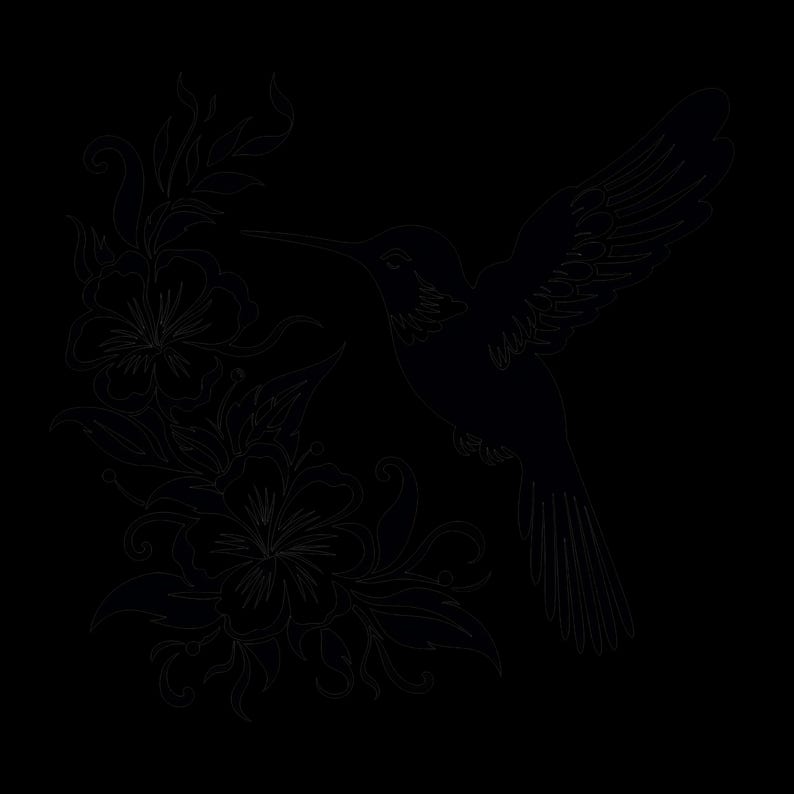 Hummingbird Floral Border Clip Art: Stencil, Logo, Tattoo (PNG, JPEG ...