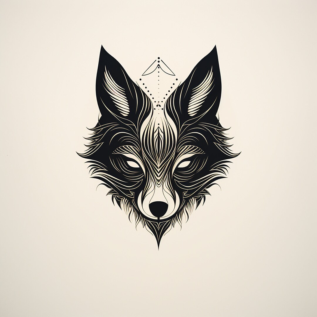 Abstract Geometric Fine Line Coyote Clip Art, Printable Wildlife Animal ...