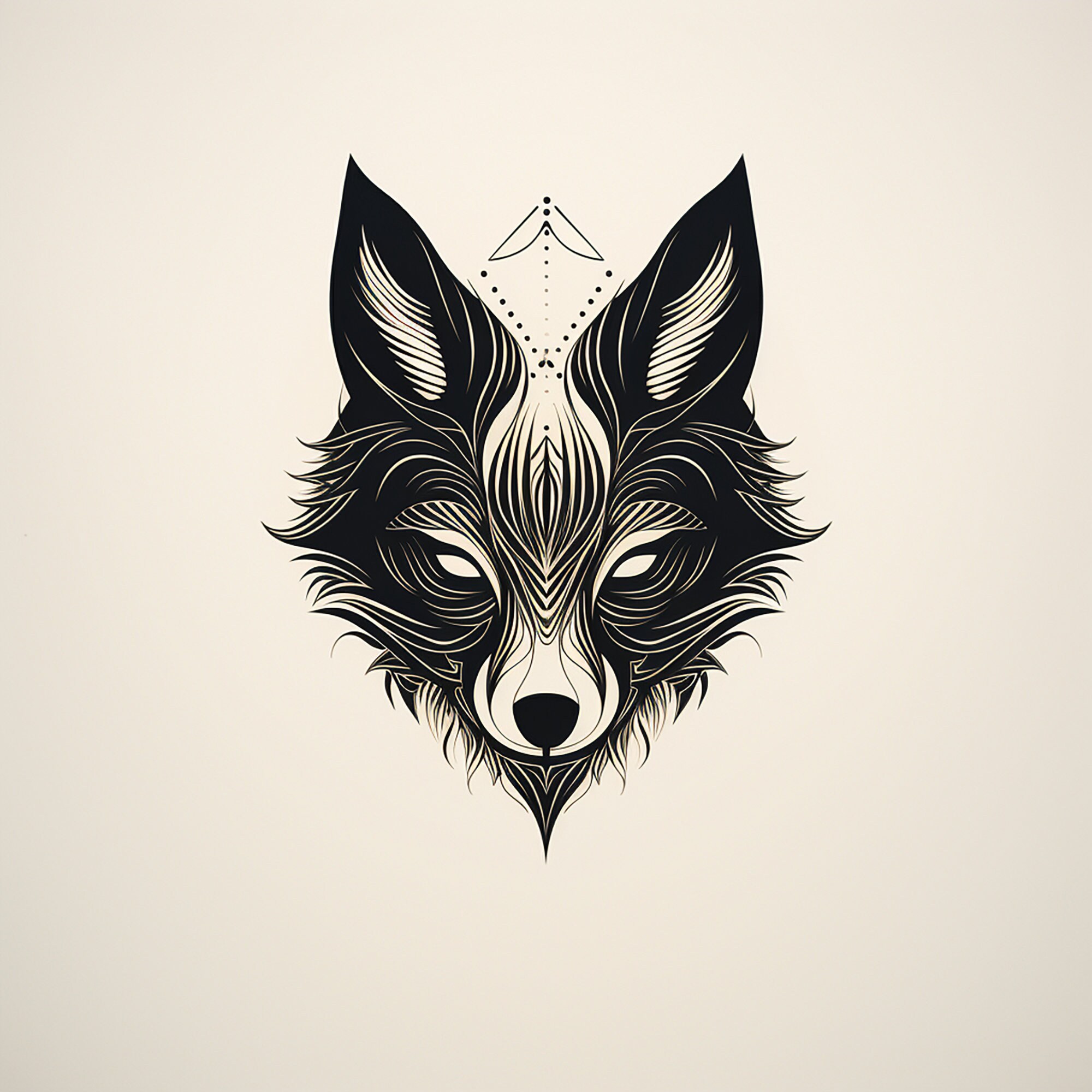 Geometric Coyote Fine Line Art, Wildlife Decal, Logo, Tattoo (digital ...