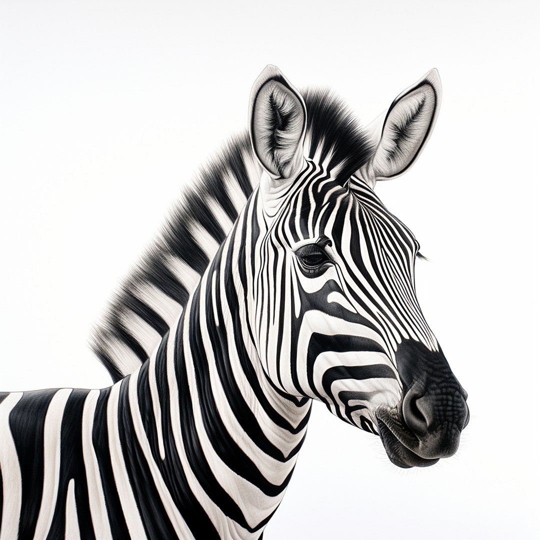 Zebra Clean Black Line Illustration, Printable Commercial Wildlife ...