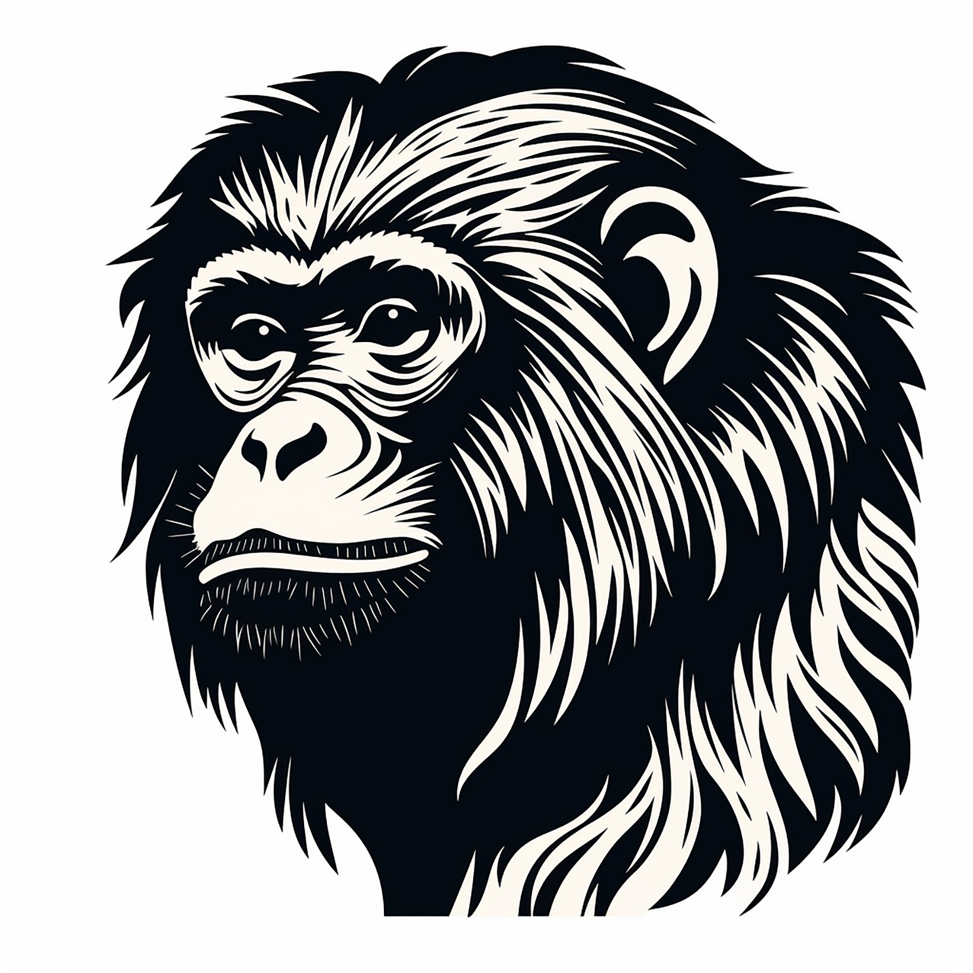 Howler Monkey Clean Black Line Clip Art, Printable Wildlife Animal ...