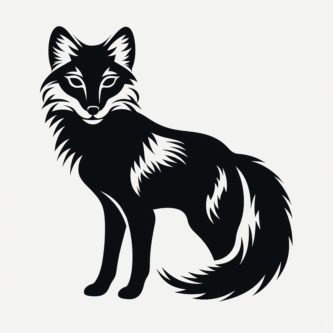 Fox Black Line Clip Art, Printable Simple Wildlife Decal for Animal ...