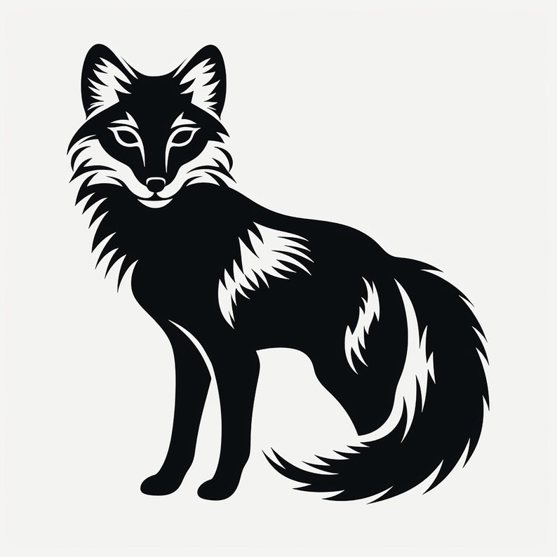 Fox Black Line Clip Art, Printable Simple Wildlife Decal for Animal ...