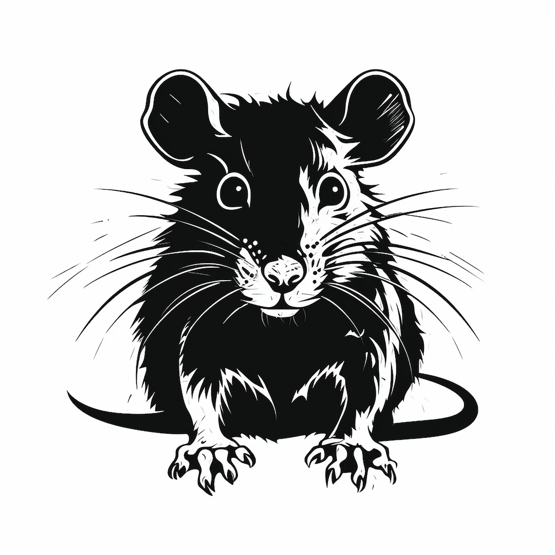 RAT- Simple Black Line Clip Art for INSTANT DOWNLOAD. Rodent Image is ...