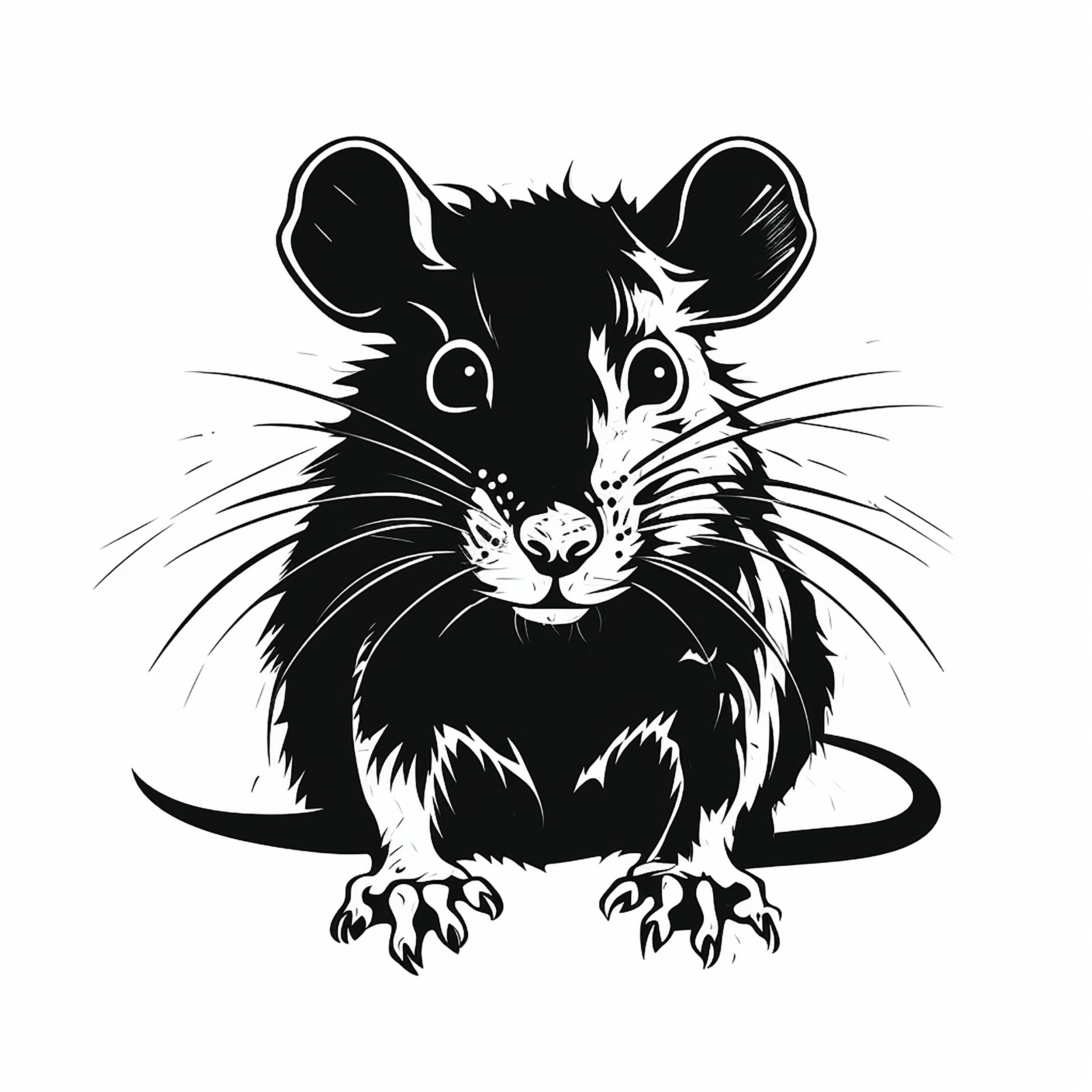 Rat Clip Art: Black Line Rodent Image for Cricut, Stencil, Woodburning ...