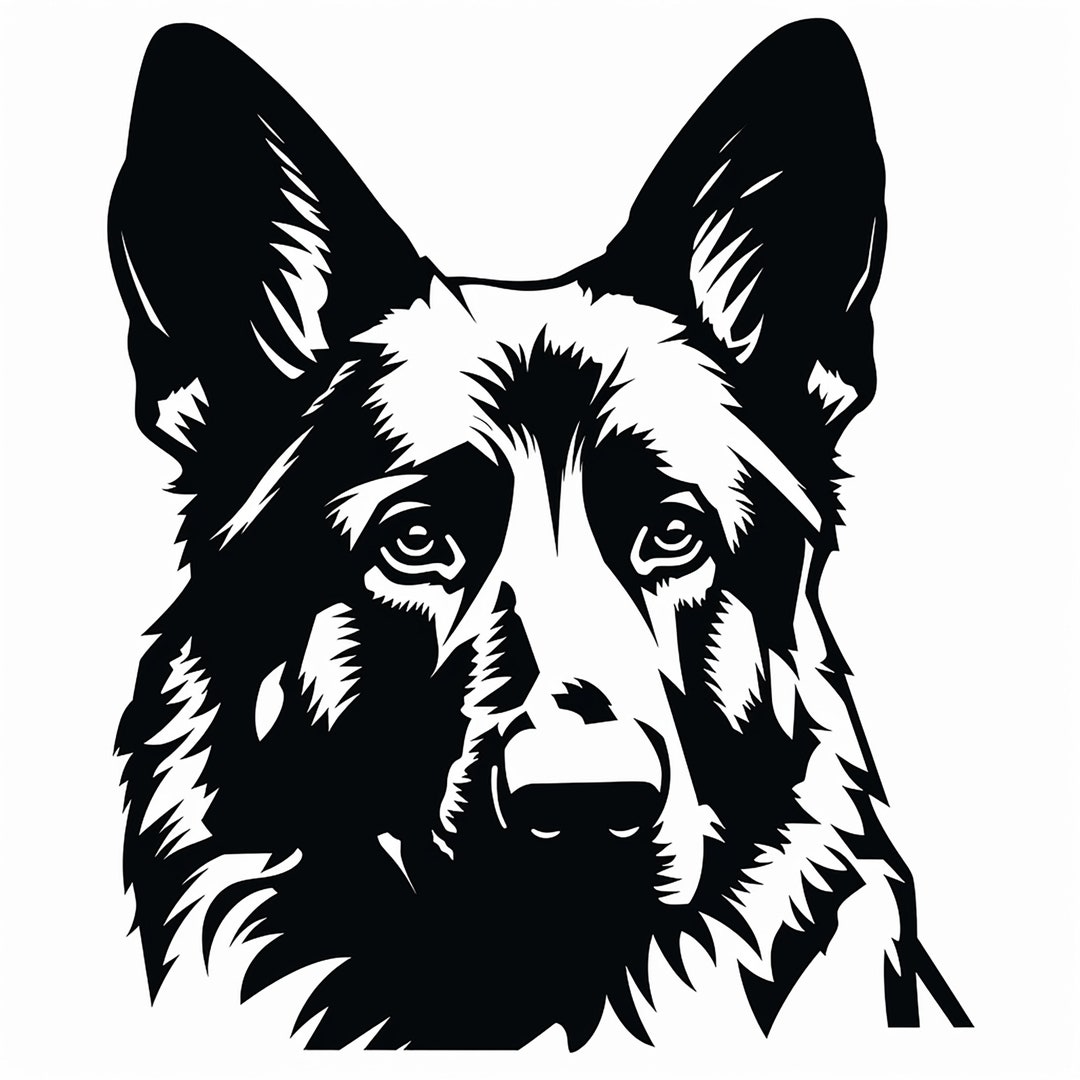 German Shepherd Clip Art: Black Line Dog Decal (digital Download) - Etsy