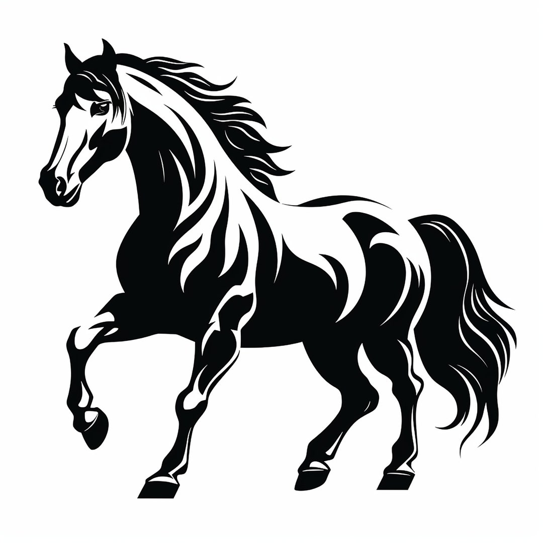 Horse Black Line Art Illustration: Printable Animal Decal (digital ...