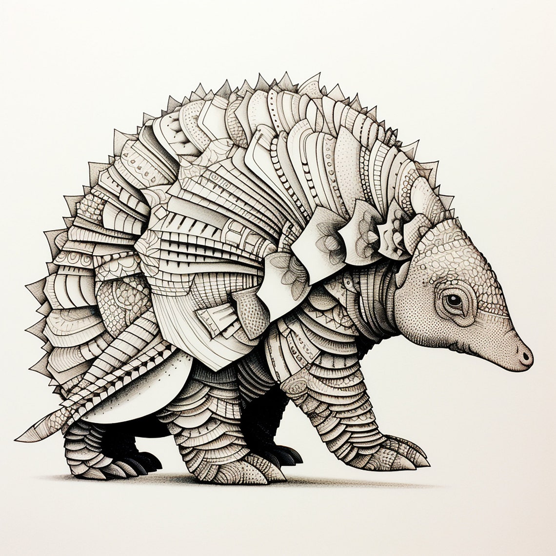Geometric Armadillo Illustration, Wildlife Animal Tattoo, Stencil ...