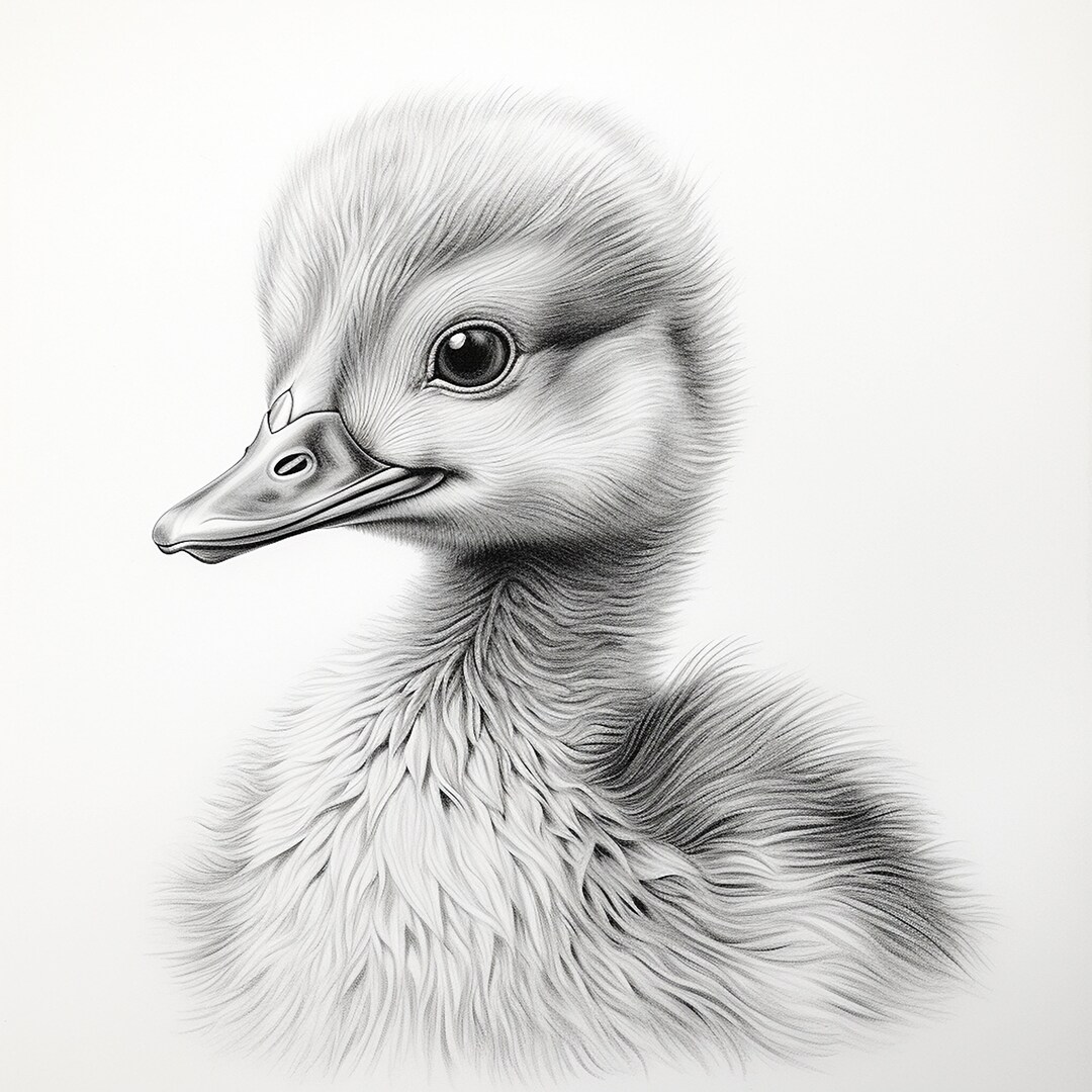 Duckling Fine Line Art: Printable Baby Duck Image (digital Download) - Etsy