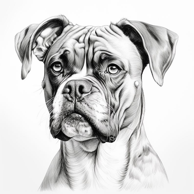 Boxer Dog Portrait Clip Art: Printable Vector for DIY Crafts - Etsy