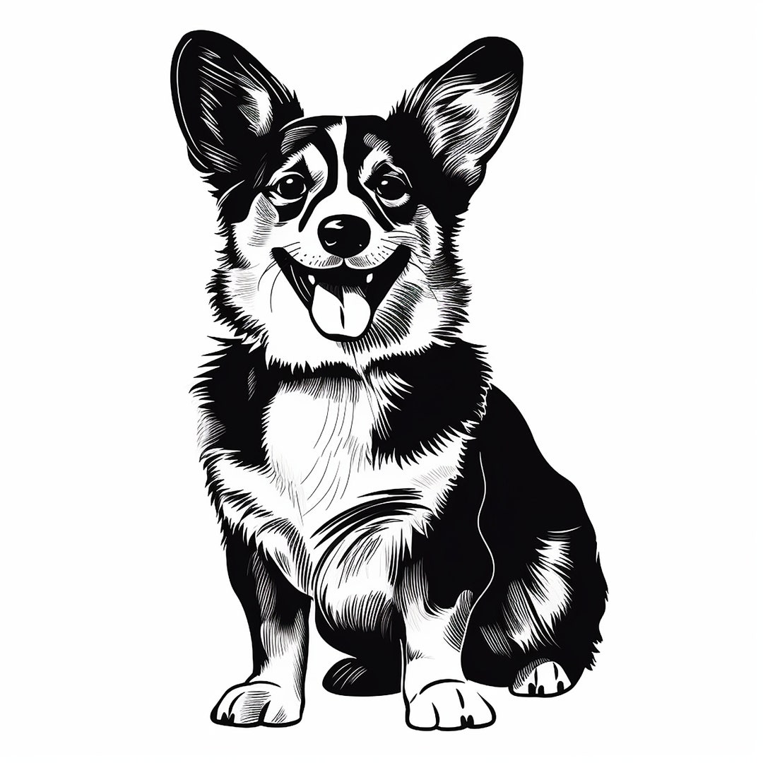 Smiley Corgi Clip Art: Printable Pet Portrait, Dog Decal (PNG, JPEG) - Etsy