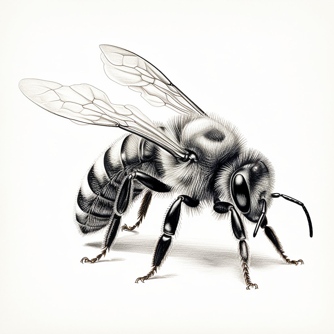 Bee Clip Art, Printable Realistic Wasp Decal for Sticker, Coloring Page ...