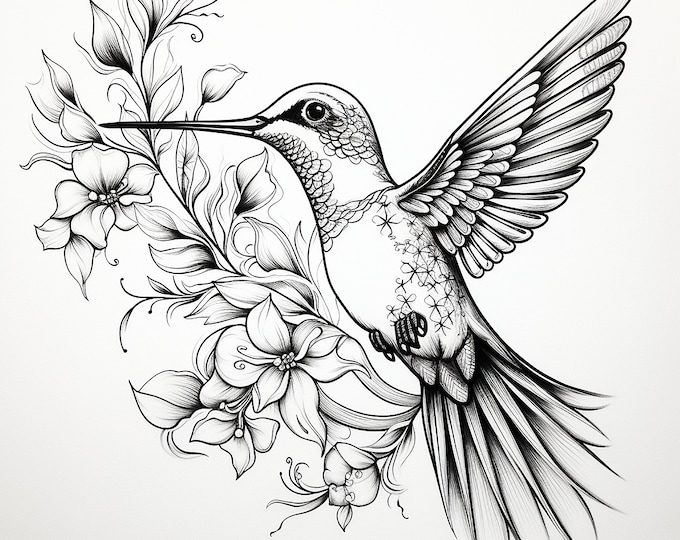 Dove Fine Line Bird Drawing, Printable Flying Pigeon for Sticker ...