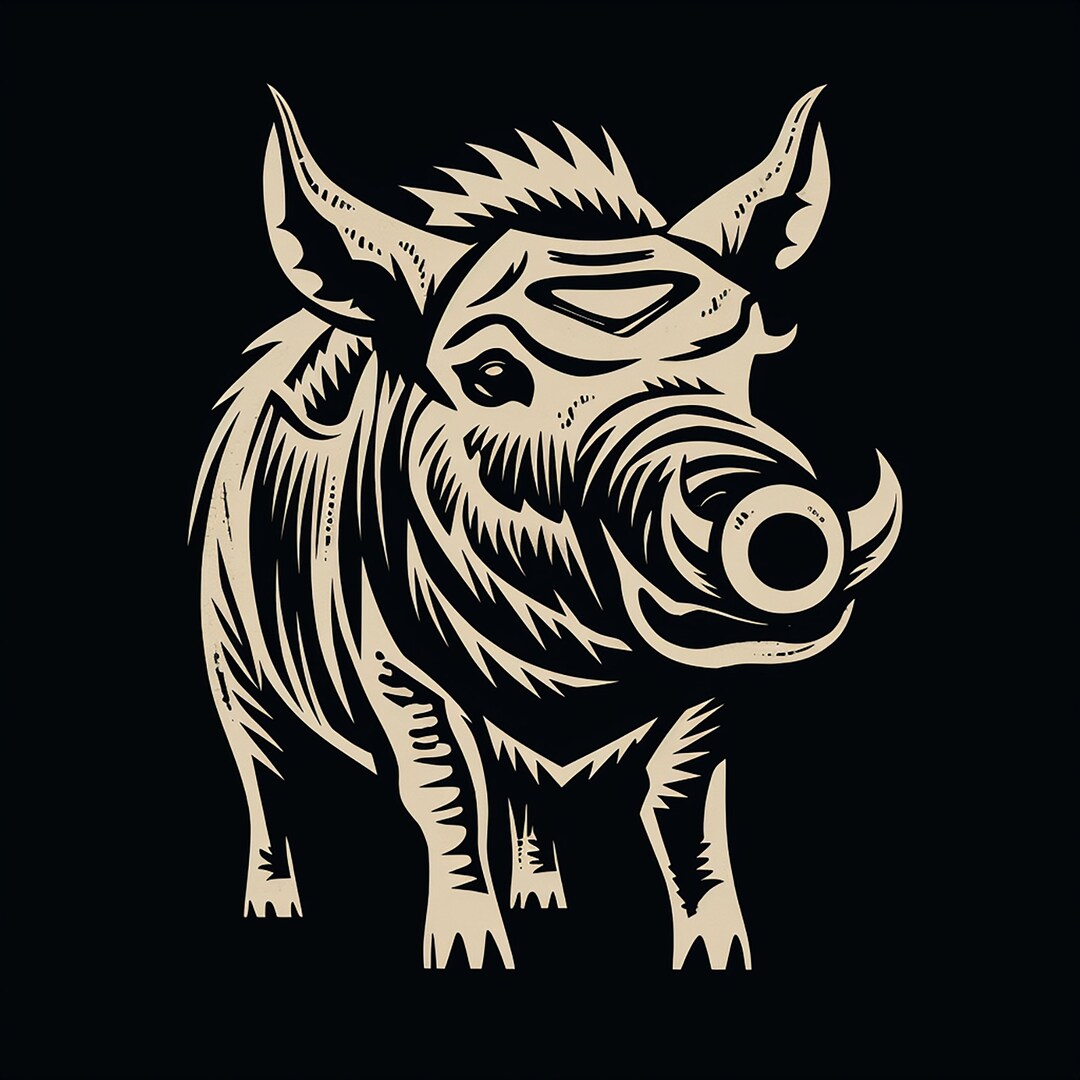 Warthog Clip Art Illustration, Printable Abstract Wildlife Animal ...