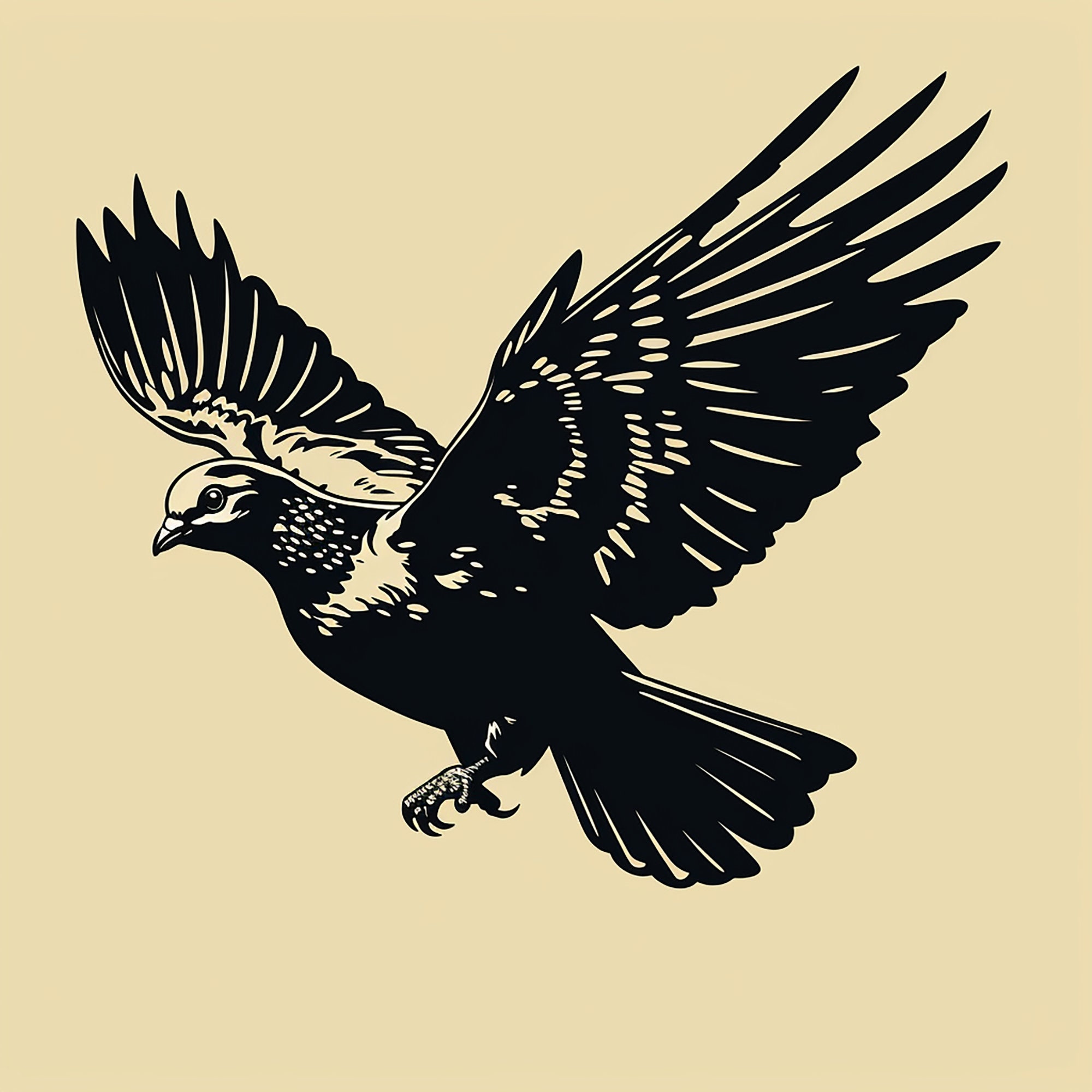 Flying Pigeon Clip Art Illustration, Printable Bird Design for Sticker ...
