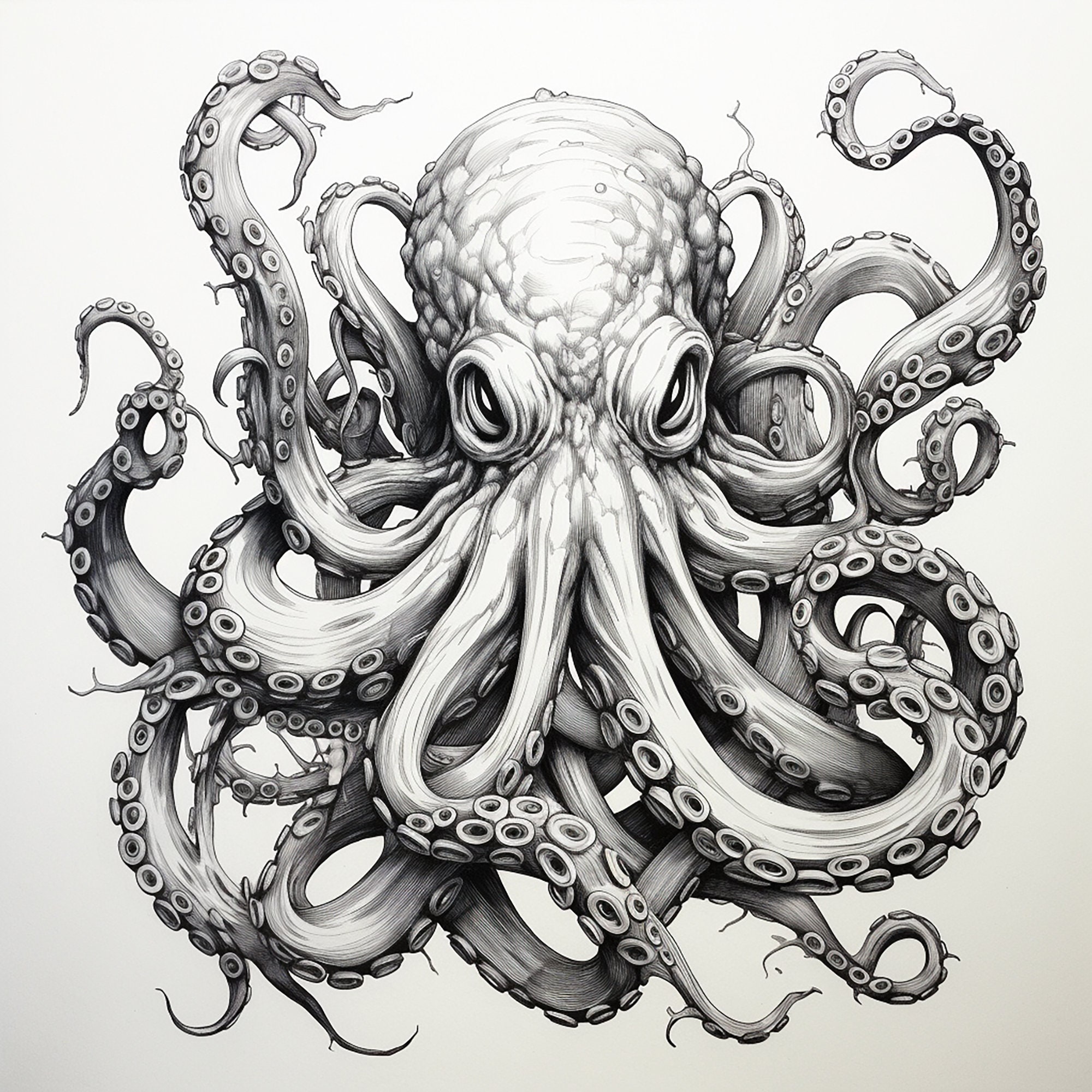 Realistic Octopus Drawings
